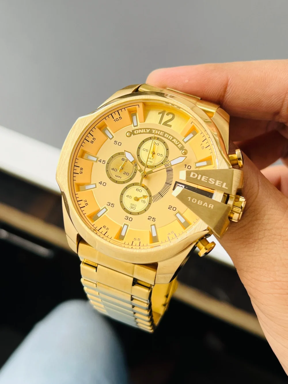 Diesel DZ4360 Gold-Tone Mega Chief Chronograph 53MM Men’s Watch ...