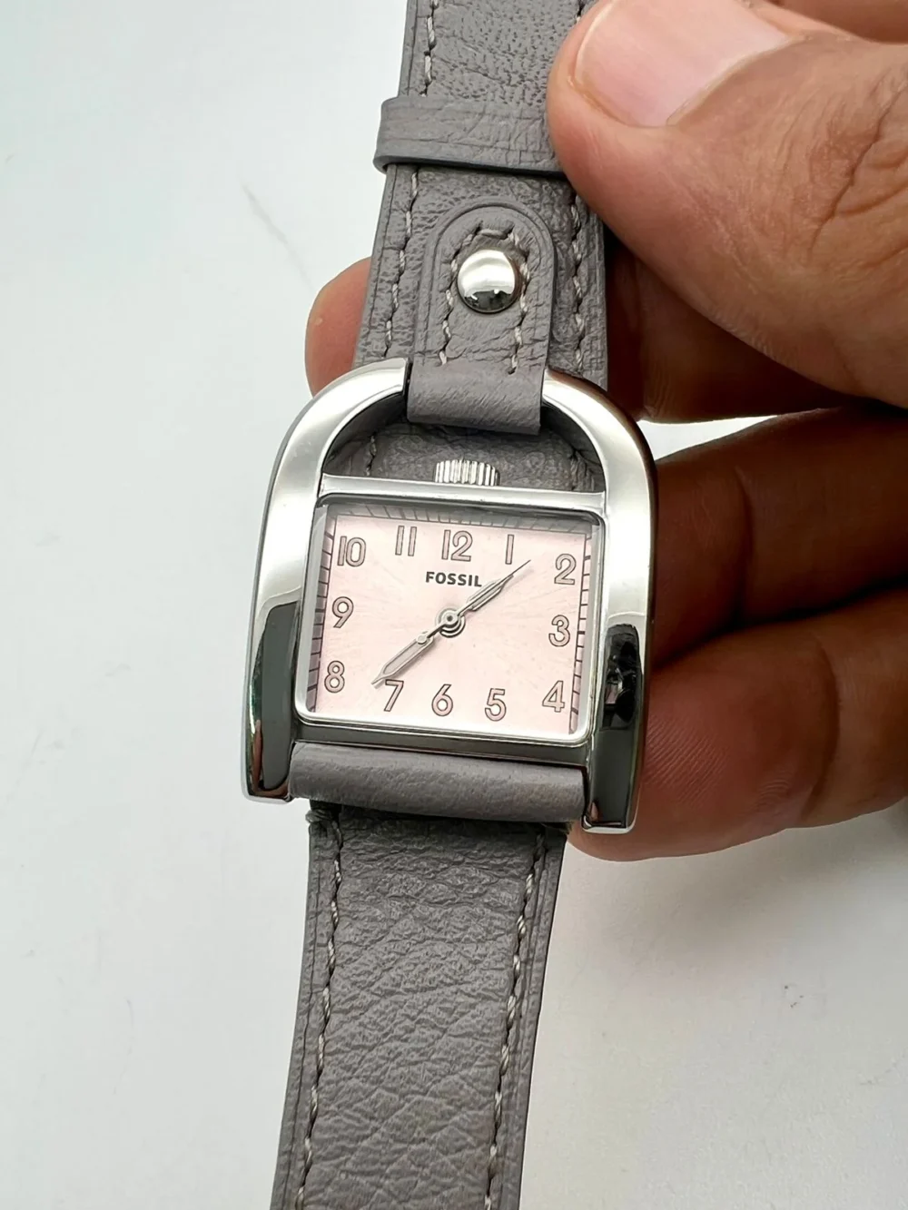 Fossil Harwell Three-Hand Light Grey LiteHide™ Leather Women’s Watch ...